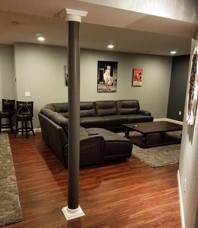 Lally Column Covers in Basement Remodel – Depot Digest